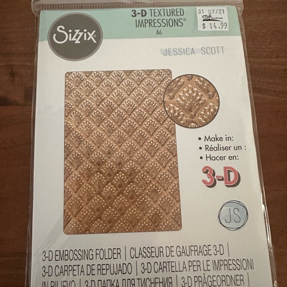 Sizzix | Office | Sizzix 3d Embossing Folder In Gold | Poshmark